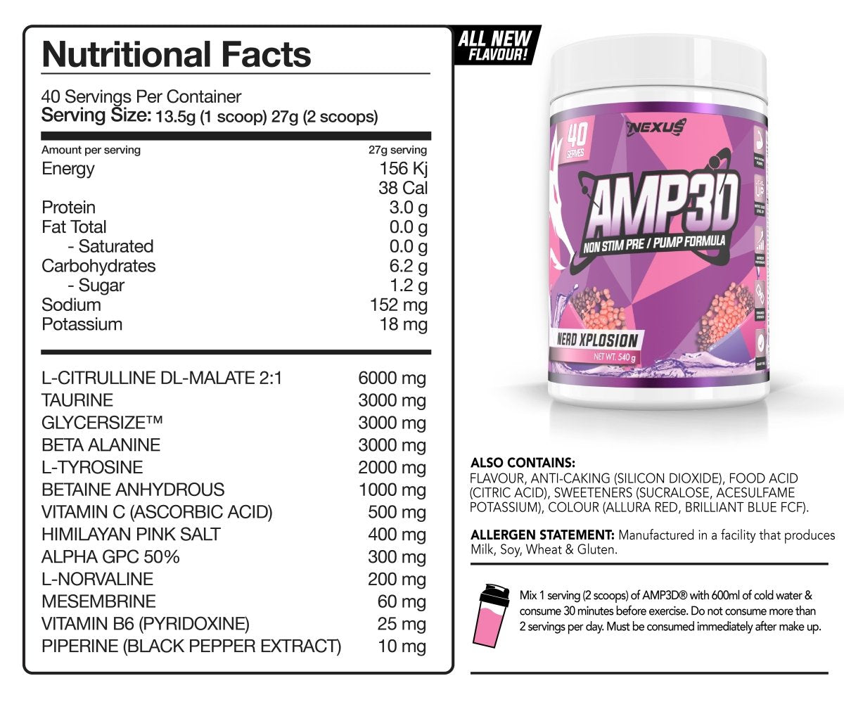 NEXUS AMP3D Non-Stim Pre Workout – Payless Supplements